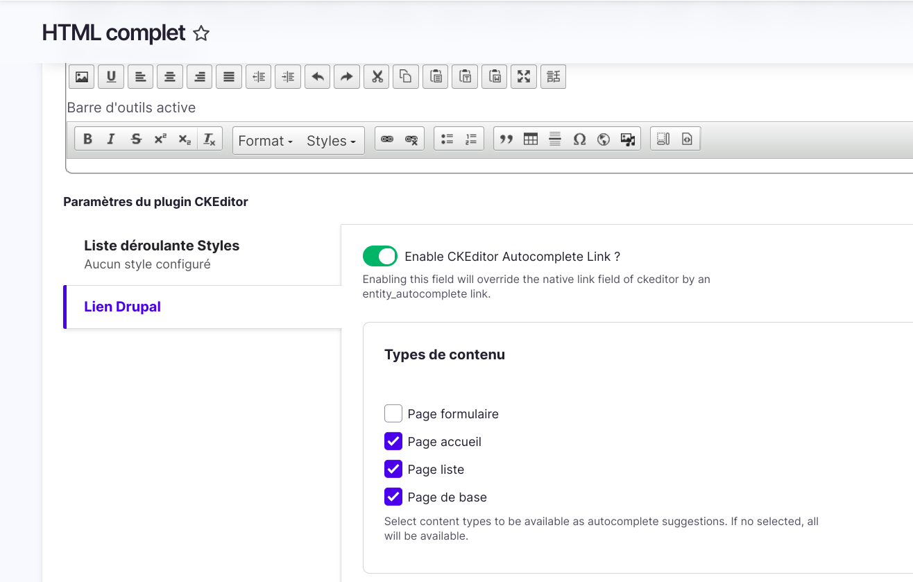 CKEditor Autocomplete Link Drupal